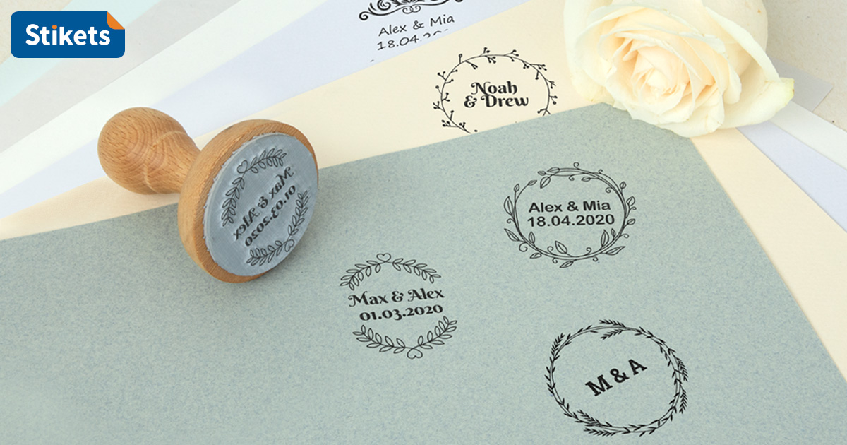 Personalisierter runder Stempel für Hochzeiten - Stikets